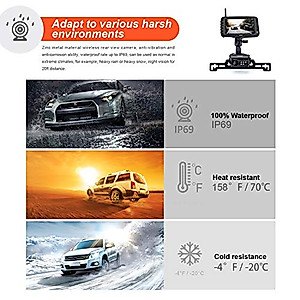 Wireless Backup Camera System, IP69 Waterproof Wireless License Plate Rear View Camera, Night Vision and 4.3 inch Wireless Monitor for Trailer, RV, Trucks, Pickup Trucks, Cargo Vans, etc