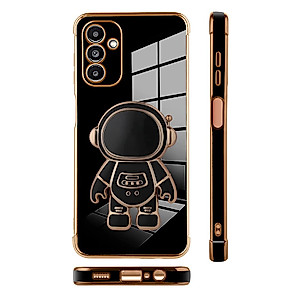 Bonoma Compatible with Samsung Galaxy A13 5G Case Astronaut Plating Electroplate Luxury Elegant Case Camera Protector Kickstand Shockproof Protective Corner Back Cover Galaxy A13 5G Case -Black