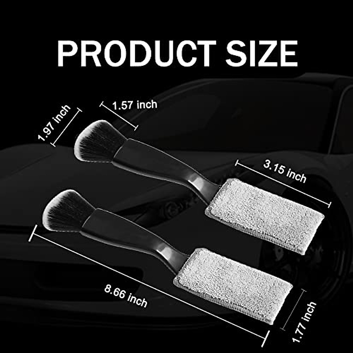 neynavy 2 PCS Double Head Brush for Car Clean, 2 In 1 Soft Bristle Cleaning Brush Car Interior Cleaning Brush, Car Air Vents Dashboard Screen Clean Brush (Black)