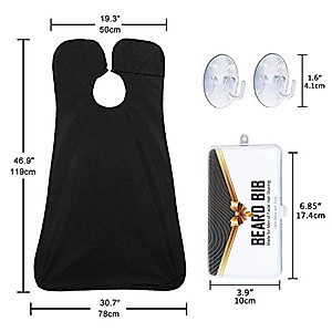 Beard Bib Beard Apron, Beard Hair Catcher for Men Shaving & Trimming Non-Stick Waterproof Beard Cape Grooming Cloth with 3 Suction Cups & A Box Birthday Gifts for Men Him Boyfriend