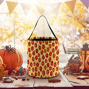 MISTHO Realistic Pizza Pattern Halloween Trick or Treat Bag Bucket Halloween Candy Buckets for Halloween Treat Baskets Bags