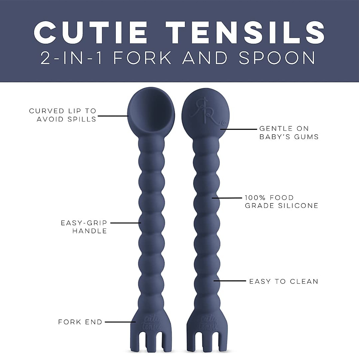 Ryan & Rose Cutie Tensils Baby Spoon and Fork [2 Pack] (Captain)
