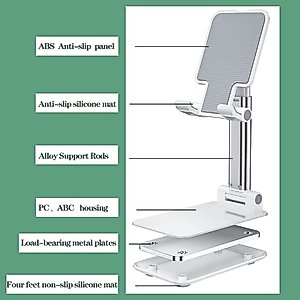 QIYIENDIAN Cell Phone Solid Stand for Desktop/Office Desk with Ankle/Height Adjustable, and Foldable Phone Holder for All Smartphone Samsung Galaxy iPhone14/13/ XR Plus（B3-Green）