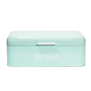 Juvale Stainless Steel Bread Box for Kitchen Countertop, Large Bread Box Bagel Bin for 2 Loaves, English Muffins (Mint Green, 17 x 9 x 6.5 In)