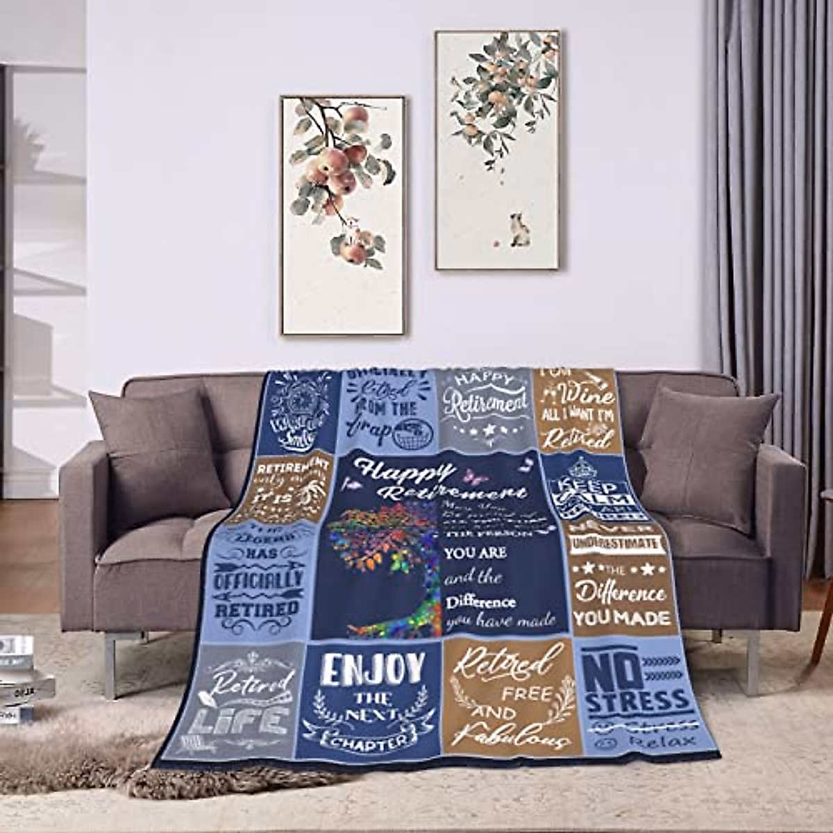 YRAQLVU Retirement Gifts for Women/Man Retirement Blanket Best Retirement Gifts for Women Retirement Throw Blankets Happy Retirement Gifts for Nurses Teacher Police Coworker 60X50in