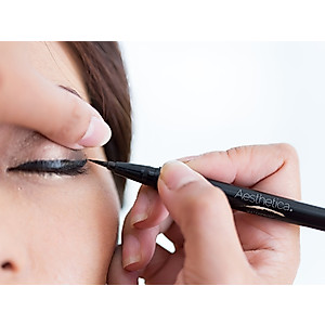 Aesthetica Felt Tip Liquid Eyeliner Pen - Fast-drying Waterproof & Smudge Proof Eye Liner (Jet Black)