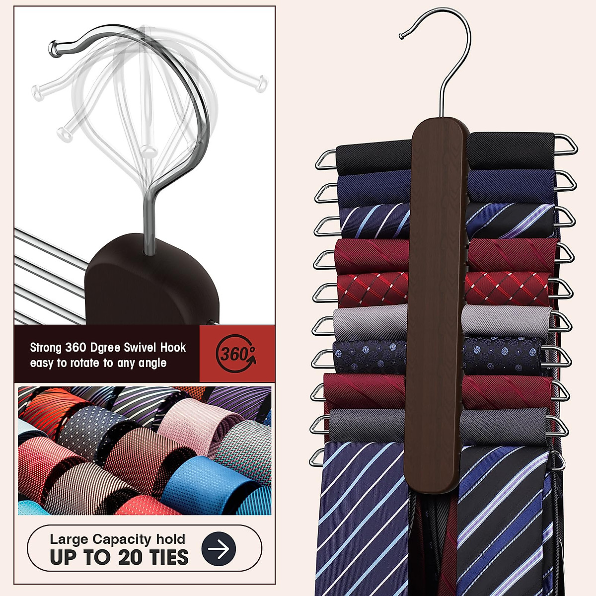 Uinicor Tie Hanger - Smart Closet Organizer for Ties