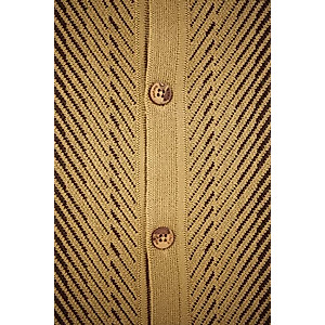 Men’s Short Sleeve Knit Sports Shirt - Modern Polo Vintage Classics: Mélange Panel (3XL, Cafe Stripe)