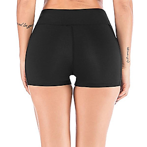 Shakumy Women High Waist Out Pocket Sports Stretch Gym Shorts Tummy Control Workout Running Yoga Athletic Shorts Hot Pants