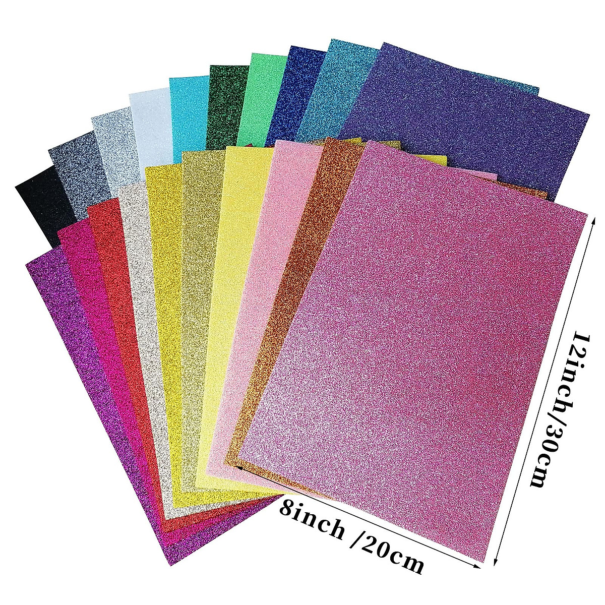Glitter Felt, Glitter Sheets, 8 x12 inches Felt Glitter for Craft, 20pcs Pack Glitter Felt Fabric Square for for Party Project