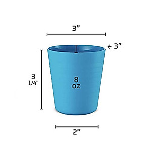 Klickpick Home - Set of 12 Kids Plastic Cups - 8 oz Children Drinking Cups Tumblers Reusable - Dishwasher Safe - BPA-Free Cups for Kids & Toddlers Bright Colored - Unbreakable Toddler Cups