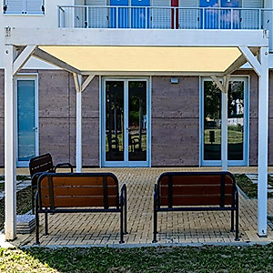 Shatex 90% Shade Fabric Sun Shade Cloth 12’ x 20’ Wheat Taped Edge with Grommets Sun-Block Mesh Shade for Pergola Cover Canopy,12 Bungee Balls