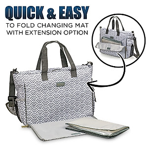 BABYHOOD X-Large Designer Baby Diaper Bag 12 Multi-Use Pockets, Stroller & Shoulder Straps, Insulated Bottle Holders, Padded Changing Mat, Special Summer Sale