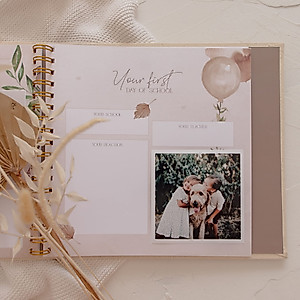 Peachly Unisex Baby Memory Book | Minimalist Baby Book First Year Baby Book Keepsake for Milestones | Simple Baby Scrapbook for Boy Girl Milestones | Natural Linen - Haven