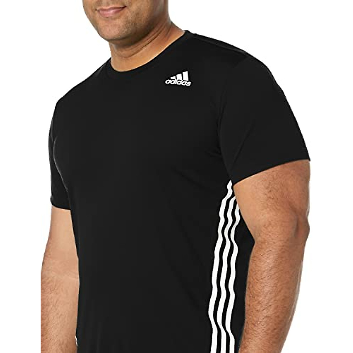 adidas Men's AEROREADY 3-Stripes Tee, Black/White, Medium