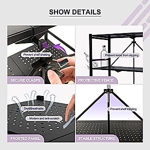 CuHome 3-Tier Foldable Storage Shelves with Wheels, Metal Folding Organizer Rack, Collapsible Shelves Heavy Duty Shelving Units for Kitchen Garage (3-Tier)