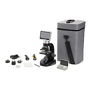 Celestron – TetraView LCD Digital Microscope – Biological Microscope with a Built-In 5MP Digital Camera – Adjustable Mechanical Stage –Carrying Case and 2GB Micro SD Card