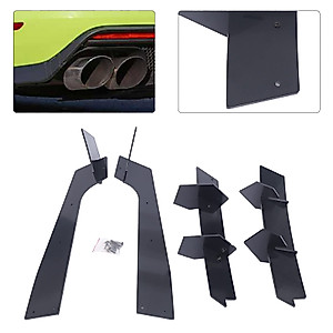 TQSHOoP Glossy Black Rear Diffuser & Rear Side Splitters Set Compatible with Ford Mustang 2018 2019 2020 2021, Black Rear Lower Bumper Lip Diffuser