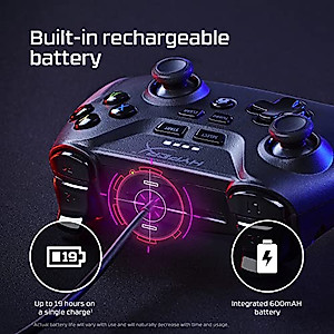 HyperX Clutch – Gaming Controller for Android and PC, Cloud and Mobile Gaming, Bluetooth, 2.4GHz Wireless, USB-C to USB-A Wired Connection, Standard Button Layout, Detachable Phone Clip