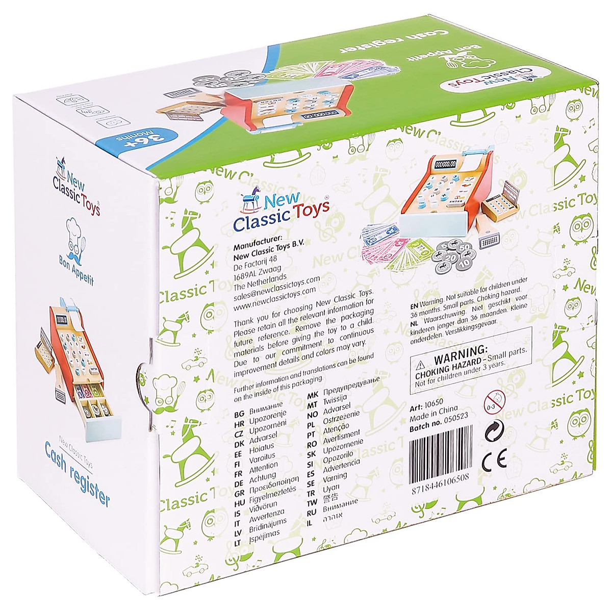 New Classic Toys Wooden Cash Register Pretend Play Toy for Kids Cooking Simulation Educational Toys and Color Perception Toy for Preschool Age Toddlers Boys Girls