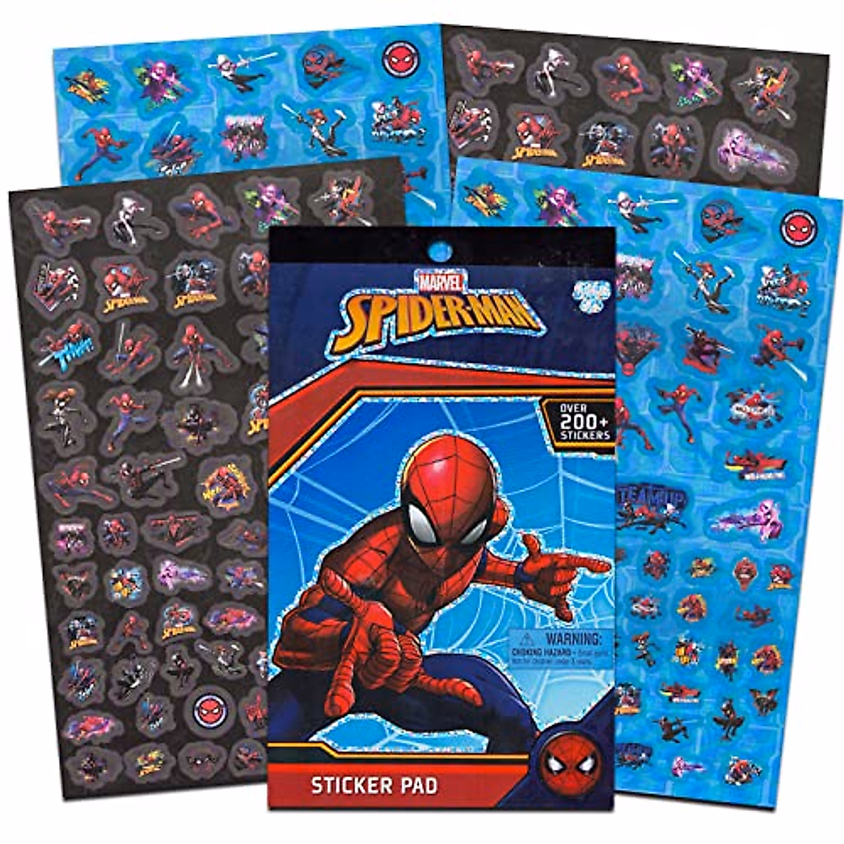 Kids Spiderman Backpack Set ~ 5 Pc Bundle with Deluxe 16 Inch Marvel School Bag, Lunchbox, Water Pouch, 200 Stickers and More (Superhero School Supplies for Boys and Girls)