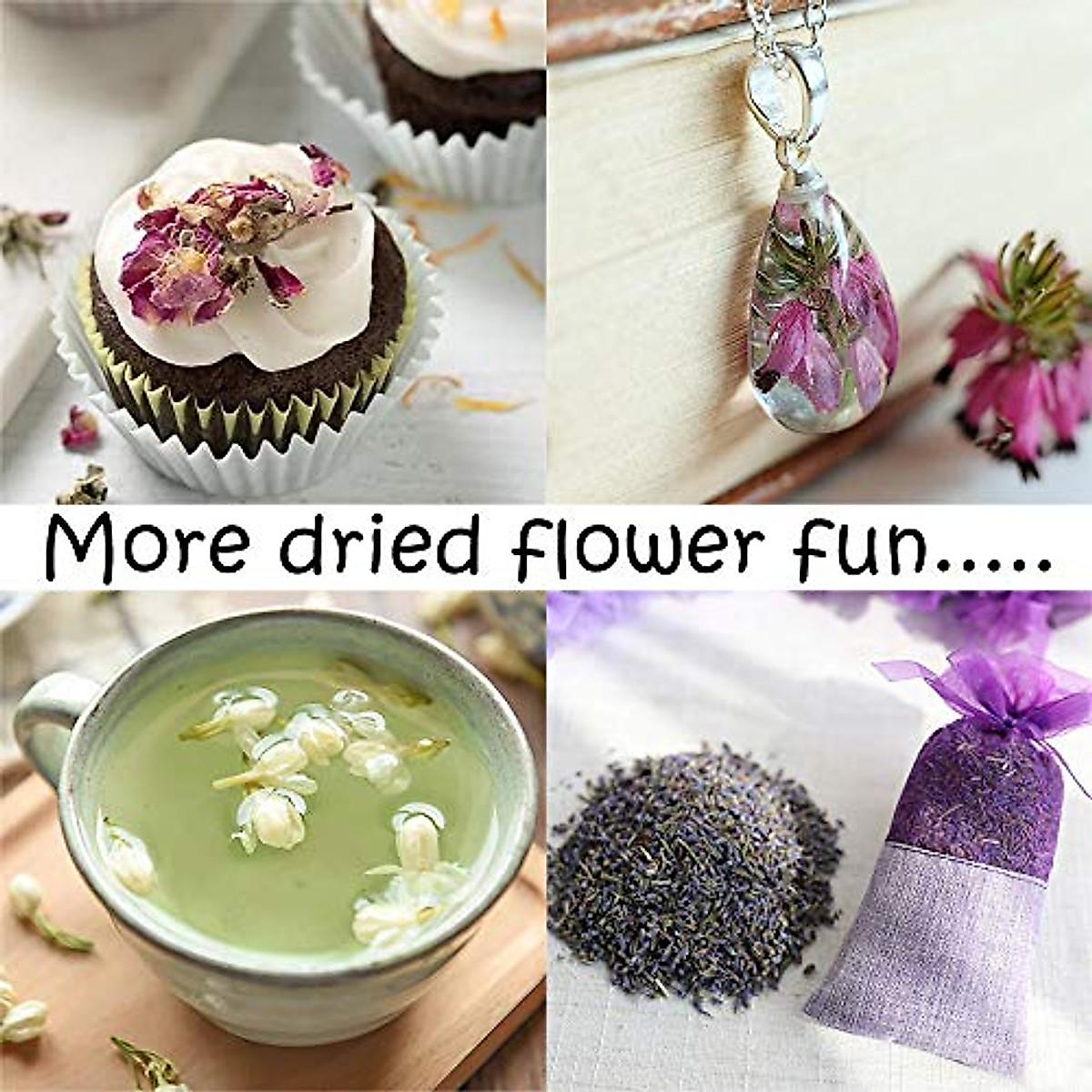 LAVEVE Dried Flowers, 21 Bags 100% Natural Dried Flowers Herbs Kit for Soap Making, DIY Candle, Bath, Resin Jewelry Making - Include Lavender, Don't Forget Me, Lily, Rose Petals, Jasmine and More