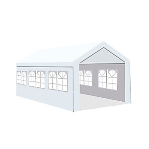 10'x20' Heavy Duty Carport Gazebo, Canopy Garage, Car Shelter with Windows