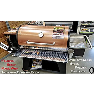 J & O Carts Parts Aluminum Diamond Plate Folding Shelf Fits Pit Boss 1000 Austin XL Pellet Grill