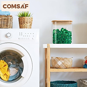 ComSaf 122 oz Glass Food Storage Containers, Cereal Storage Containers with Airtight Lids, Large Square Glass Jars with Bamboo Lids, for Rice, Pasta, Oats, Grains, Coffee Beans