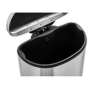 QUALIAZERO 50L/13 Gallon Stainless Steel Trashcan, Soft Close Lid & Smudge-Free Finish, Ideal for Home and Business Use, D Shape (Stainless Steel)
