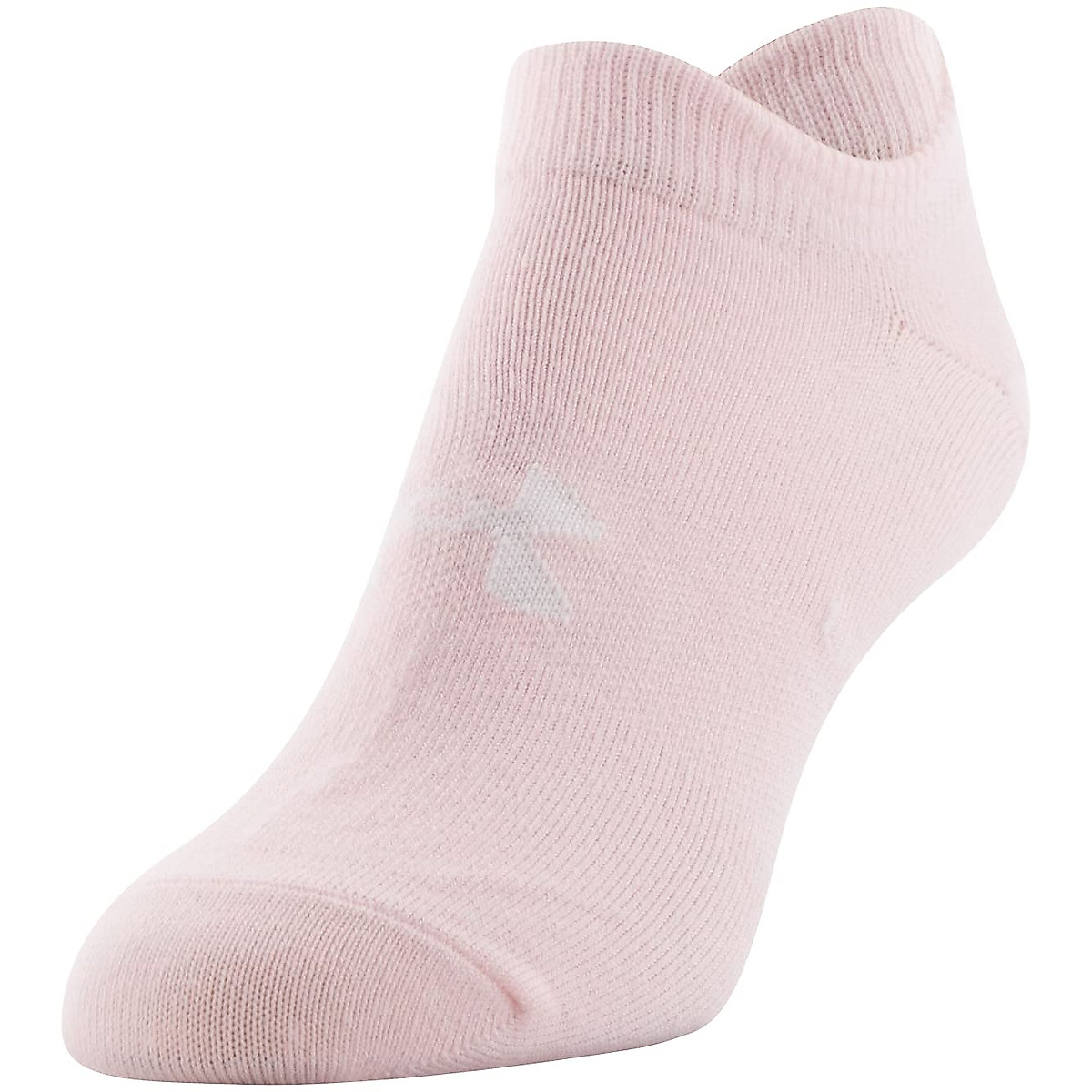 Under Armour Women's Essential 2.0 Lightweight No Show Socks, 6-Pairs, Beta Tint/White/White, Medium