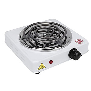 ANGGREK Electric Coil, 1000W Electric Hot Household Mini Portable Electric Stove Heater Heating Plate for Coffee Tea White (US Plug 110V)