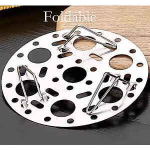 Steaming Rack, 2 Pack 6.7 Inch Round Food Grade Stainless Steel Steamer Plate for Food Steaming, Cooling and Roasting Cooking in Kitchen and Outdoors (2 silver)