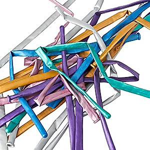 Qualatex 260Q Chrome-Assorted Latex Balloons, Multicolor