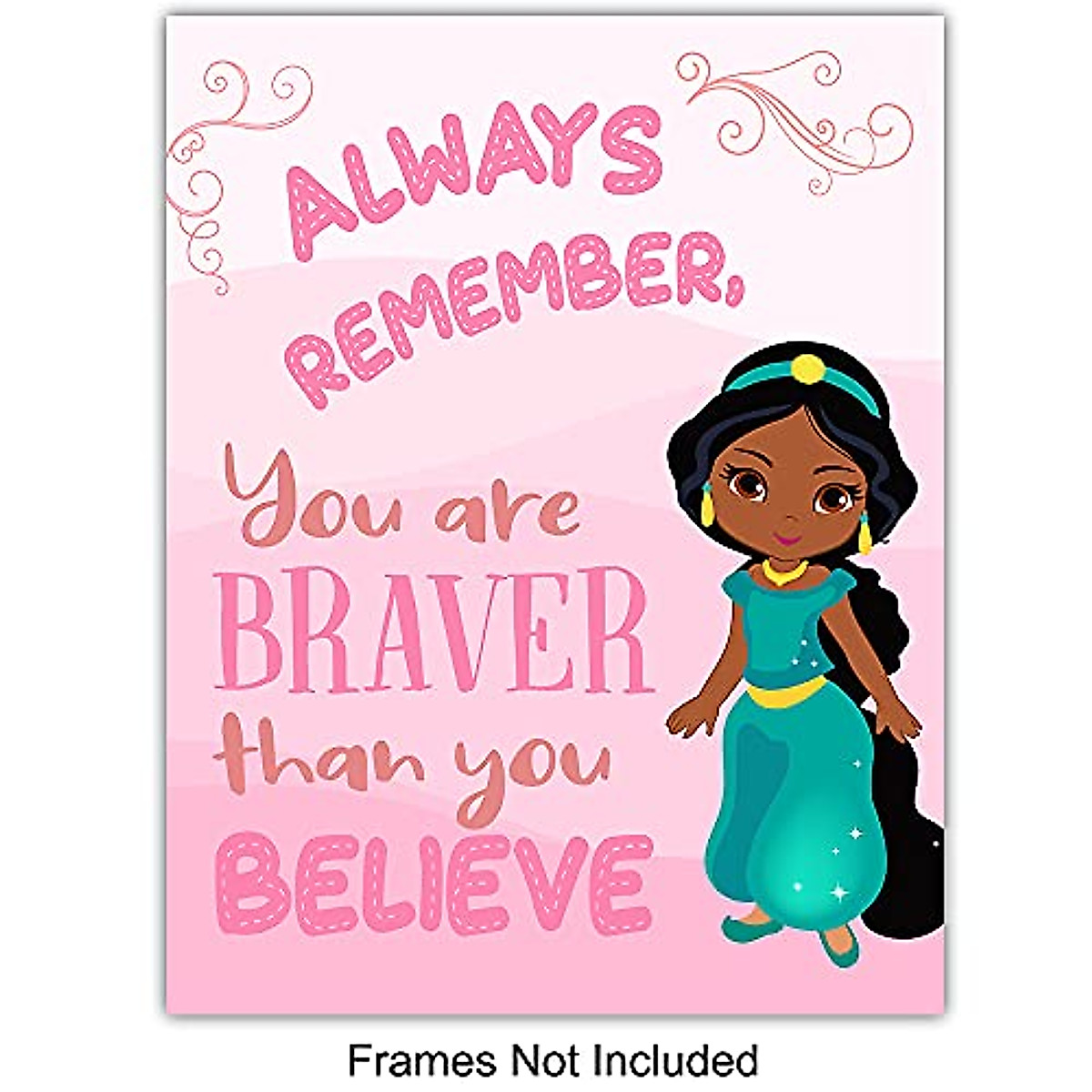 Black Girls Wall Art - African American Girl Wall Decor - Pink Princess Wall Decor - Toddler, Little Girls Bedroom Decor - Cute Girls Room Decor - Baby Girl Room Decorations - Positive Daughter Gifts