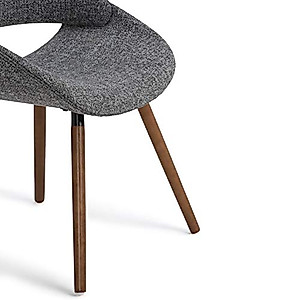 SIMPLIHOME Malden 18 Inch Mid Century Modern Bentwood Dining Chair in Grey Woven Fabric, For the Dining Room