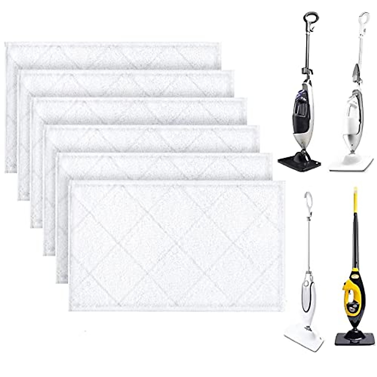 Fineiva Light n Easy Anti-Curl Steam Mop Pads for 7688-2 7688ANW 7688ANB S3601, Steamer Mop Replacement Pads for S6 S15, Disposable Reusable Microfiber Cleaning Cloths