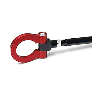 iJDMTOY Red Track Racing Style Tow Hook Ring Compatible With 2016-up Gen6 Chevy Camaro (Pre-LCI), Made of Lightweight Aluminum
