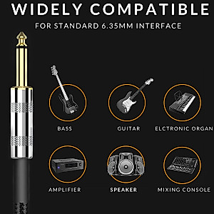 SOLUTEK 2 Pack Guitar Cable 10 ft, Strain Relief Instrument Cable, Gold-Plated Electric Bass,AMP Cord in Braided Jacket (1/4 Quarter Inch TS Straight),Durable Noiseless Clear Tone Guitar Cord.