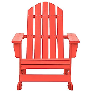 Tidyard Patio Rocking Adirondack Chair Solid Fir Wood Red Outdoor Fire Pit Chair Wooden Garden Armchair for Porch Pool Lawn Deck Backyard Balcony Outdoor