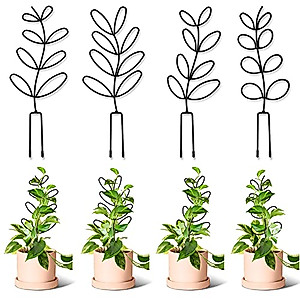 Tuitessine Leaf Shape Plant Trellis for Climbing Houseplant Trellis Indoor Garden Trellis Metal Wire Stake for Potted Plant Houseplant Lover Gift Set of 4