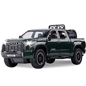 SASBSC Tundra Truck Toys for 3 4 5 6 7 Year Old Boys Off-Road Pickup Toy Trucks for Boys Age 3-5 Diecast Metal Trucks with Light and Sound Pull Back Toy Cars Birthday Gift for Kids Green