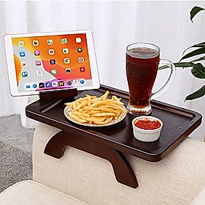 SINWANT Sofa Arm Tray Table Clip on Side Table, Couch Tray with 360° Rotating Phone Holder,Couch Arm Table Sofa Armrest Tray for Home,Living Room, Eating,Drinks,Snacks,Remote/Control
