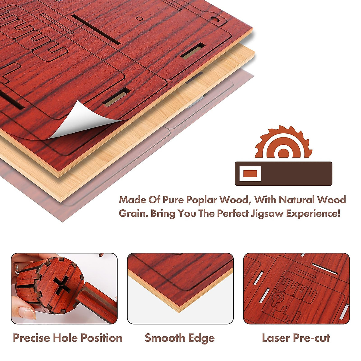 6-in-1 3D Puzzles Music Instrument Set for Adults/Kids with Piano, Gramophone, Drum-kit, Cello, Erhu, and Pipa, for Wooden Decorations, Wood Craft Jigsaw Puzzle for 6 Age up