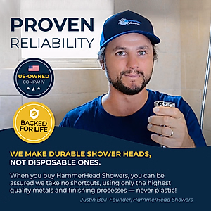 HammerHead Showers® ALL METAL LOW FLOW Handheld Shower Head with Hose and Brass Holder - CHROME – Water Saving 1.75 GPM Detachable Shower Head - Adjustable Shower Wand Bracket & 6ft Hose