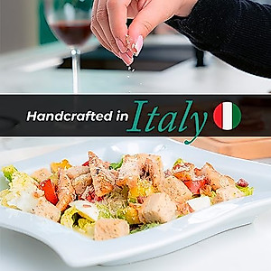 Il Bel Piatto 12-inch Premium Elegant Italian Porcelain Plates with Sauce Compartment - Premium Dining Plates Made in Italy (White, 4 Pieces)