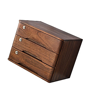 Desktop Storage Box - Desktop File Cabinet Organizers, Flat File Cabinet Storage With Lock, Solid Wood Desktop Drawer Cabinet, 1/2/3/4 Tier File Cabinet/Desktop Storage Cabinet/Data Cabinet ( Size : 3