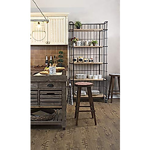 Creative Co-Op 5 Tier Wood Shelves with Metal Frame & Caster Wheels