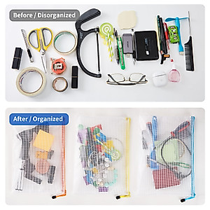 Sciluvi 20pcs Mesh Zipper Pouch, 5 Sizes Zipper Bags for School and Office Supplies, Durable Pouchesfor Organizing Storage, Puzzle Bags for Board Games Storage