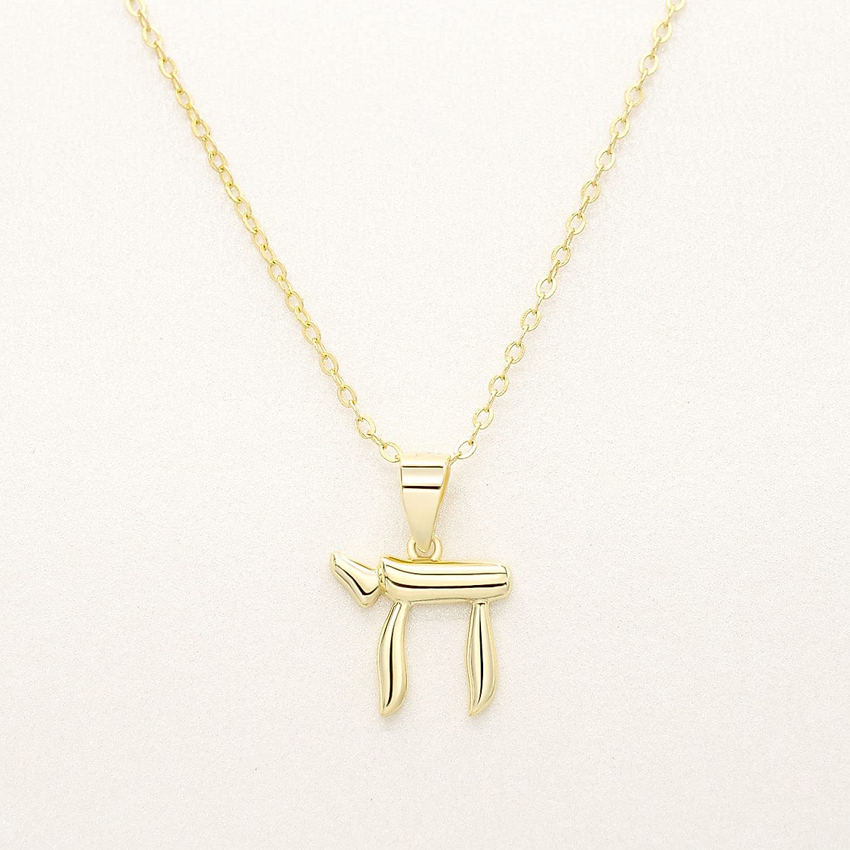 Lavishe 14K Gold Plated 925 Sterling Silver Hebrew Chai Jewish Necklace for Women Plain Finish, 18"